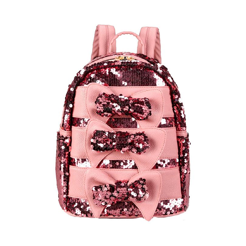 Triple Bow Sequin Backpack, Pink - Bags - Maisonette