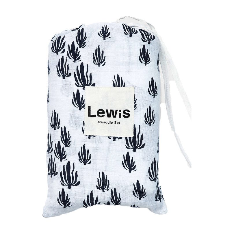 Organic Muslin Swaddle Set - Seaweed + Stingray, Denim - Swaddles ...