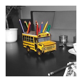 School Bus Pencil Holder, Yellow - Maisonette