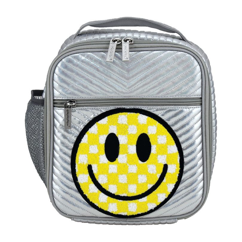 Smiley Face Lunch Tote, Silver - Maisonette