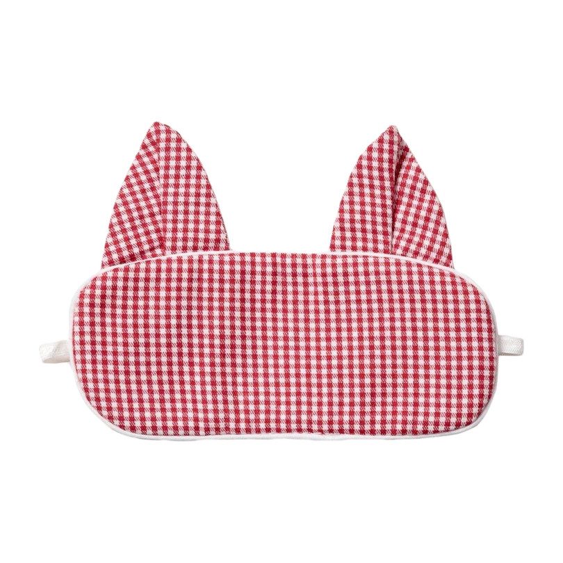Red Mini-Gingham Kitty Eye Mask - Sleepwear - Maisonette