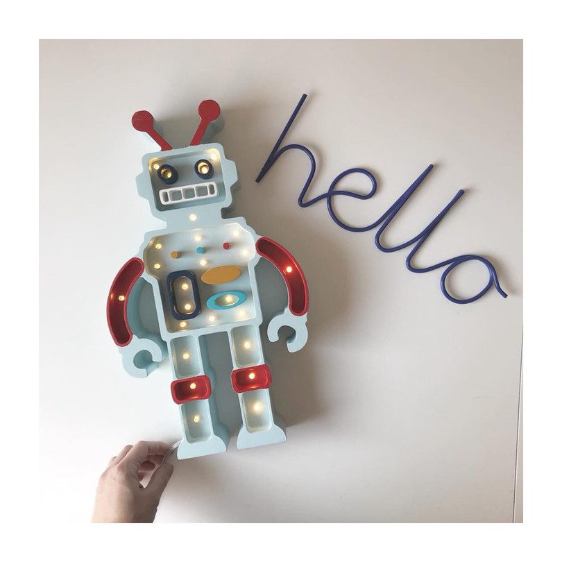 Robot Lamp, Red & Blue - Lighting - Maisonette