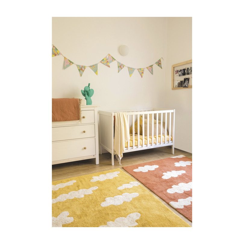 Clouds Washable Rug, Mustard - Rugs - Maisonette