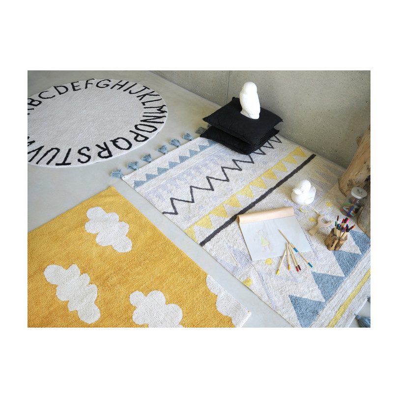 Clouds Washable Rug, Mustard - Rugs - Maisonette