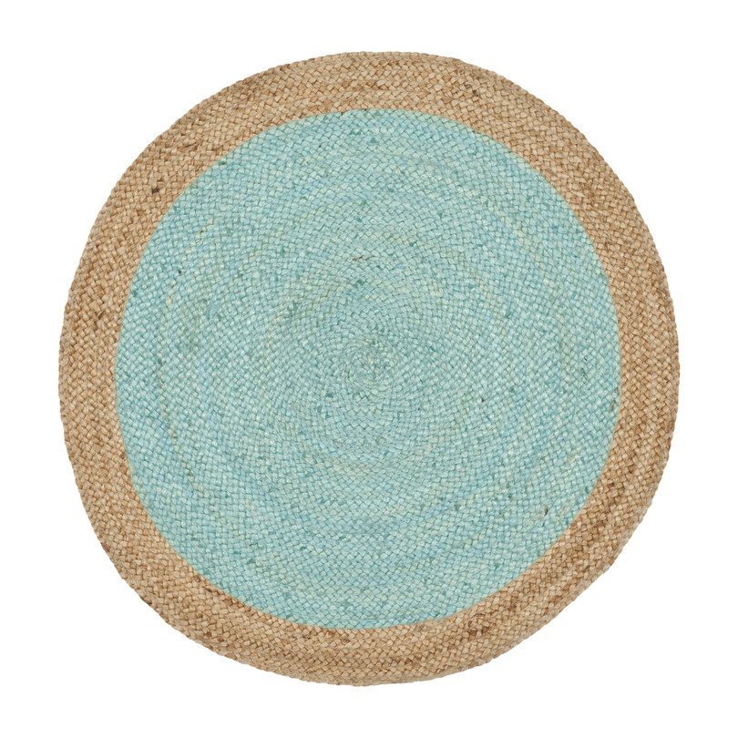 Layla Round Flatweave Rug, Aqua - Rugs - Maisonette