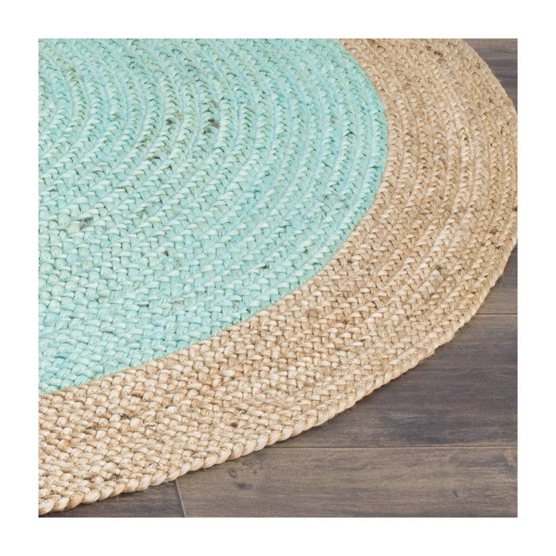 Layla Round Flatweave Rug, Aqua - Rugs - Maisonette