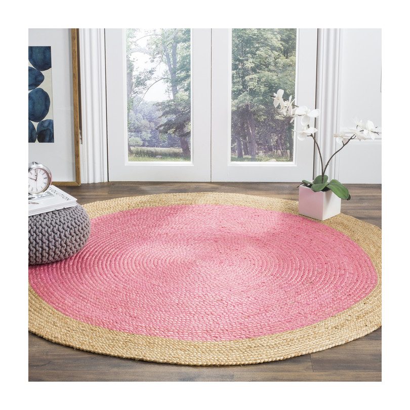 Layla Round Flatweave Rug, Pink - Rugs - Maisonette