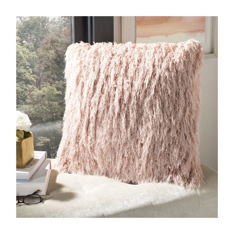 Shag Modish Metallic Pillow, Blush - 20" x 20" - Decorative Pillows ...