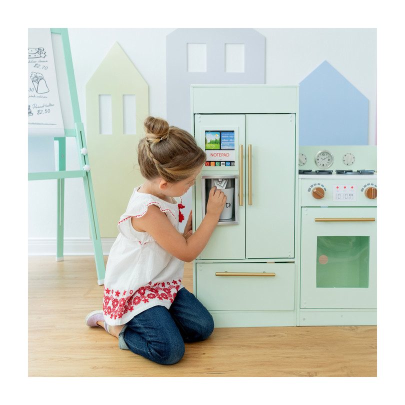 Little Chef Chelsea Modern Play Kitchen, Mint/Gold - Play Kitchens ...