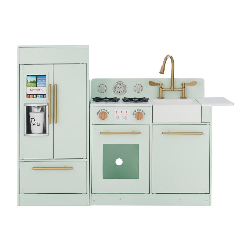 Little Chef Chelsea Modern Play Kitchen, Mint/Gold - Play Kitchens ...